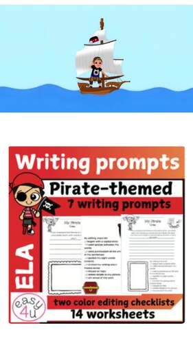 Pirate Writing Prompts Narrative Opinion Writing with Draw Edit checklist