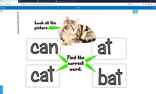 Digital Game Reading -at & -an Word Family Vocabulary Words BOOM CARDS