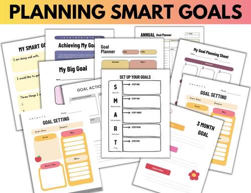 SMART Goal Planner- Planning Goals into Achievable Steps - Goal Setting ...