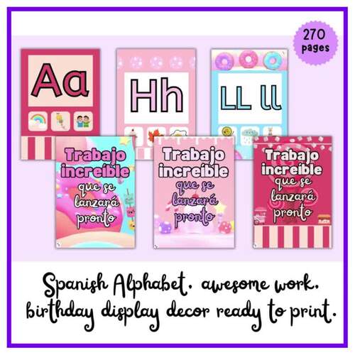 Spanish Classroom Decor Bundle with Candyland Theme by 123Miss Poppins
