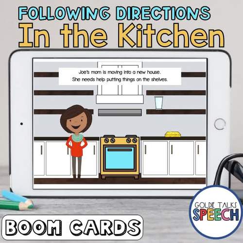 Following Directions in the Kitchen | Boom Cards | Speech Therapy