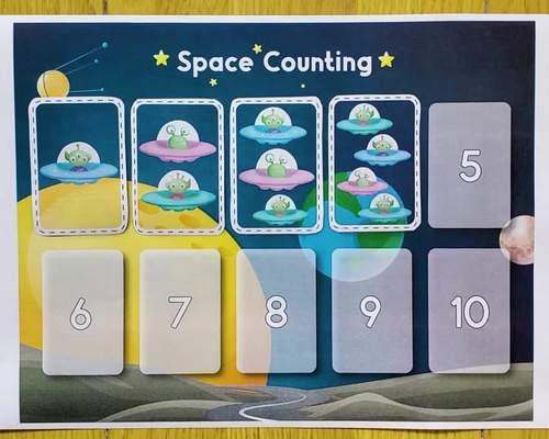 Space Number Counting Printable, Learn Numbers Matching Activity ...