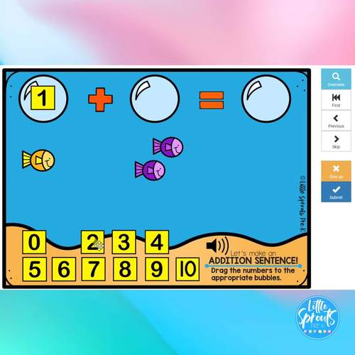 Boom Cards™ Addition to 10 Fish Theme by Little Sprouts Pre-K