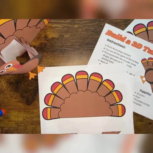 Printable 3D Turkey Template – Easy DIY Thanksgiving Art & Craft