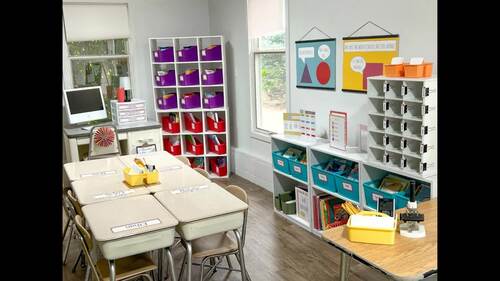 Schoolroom Shape Up Theme Organized Teacher's Tool Kit + Decor Pack