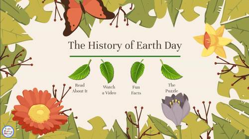 History of Earth Day Mini Digital Escape Reading Comprehension Puzzle Quiz