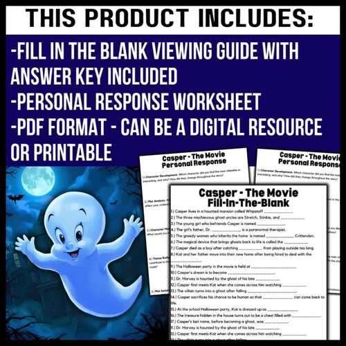 Casper The Movie: Fill In The Blank Activity & Response Worksheets