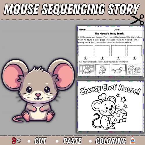 The Mouse’s Tasty Snack Sequencing Story & Coloring Activities | Cut ...