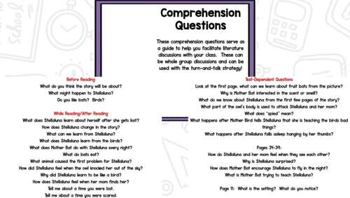 Stellaluna - Reading Comprehension Strategies & Activities | TPT