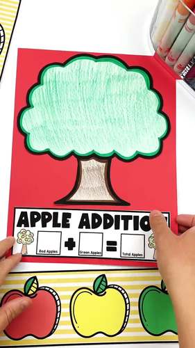 Apple Addition Within Ten Craft Bulletin Board Kit Adding 3 Numbers ...