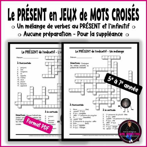 Le PRÉSENT en 5 JEUX de MOTS CROISÉS I Les VERBES I French Verb Crosswords