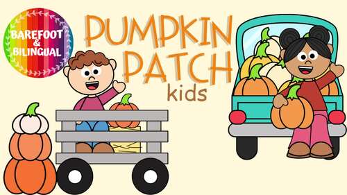 Kids at the Pumpkin Patch Clipart by Barefoot and Bilingual Clipart and ...