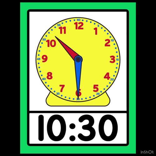 Telling Time to the Half Hour Posters – Primary Color Math Manipulative ...