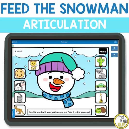 Digital Feed the Snowman Articulation - Boom Cards by Miss B SLP