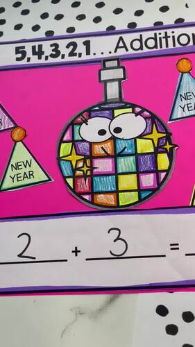 New Year Addition Math Craft by The Teaching Diva Corner | TPT