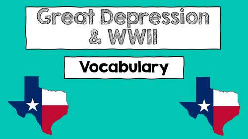 Texas History - Great Depression & WWII Vocabulary Activity | TPT