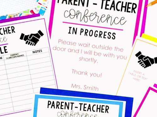 Parent Teacher Conference BRIGHT Pack | Editable Reminders Signs ...