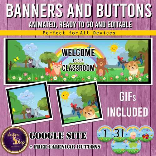 Spring Woodland Animals Headers and Buttons Animated , Ready to Go and ...