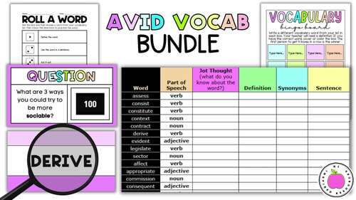 AVID ACT and SAT Vocabulary Activities Bundle by KJ Inspired Resources
