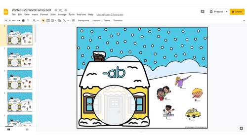 Winter CVC Word Families Digital Sorting Activity | TPT