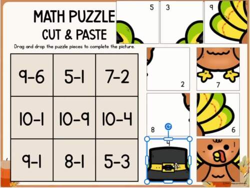 Thanksgiving Addition & Subtraction Drag and Drop Bundle | Google Slides™