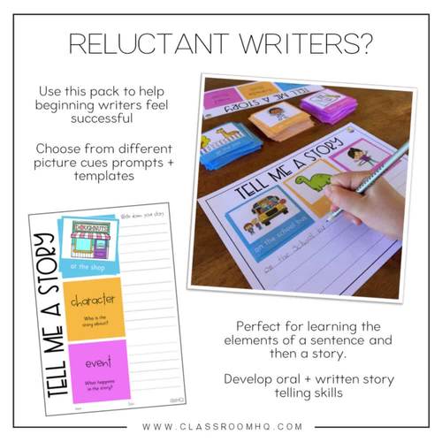 Tell Me A Story Narrative Writing Prompts + Worksheets by classroomHQ