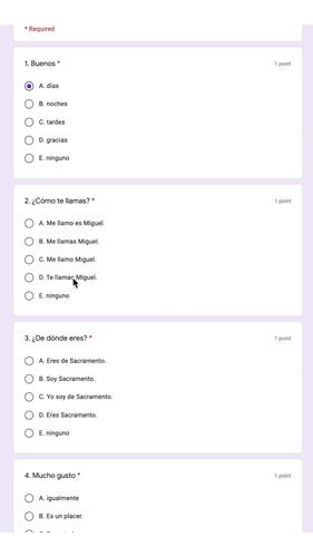 Spanish 1 Midterm Exam Autocorrecting Google Forms and Printable