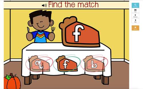 Thanksgiving! Pumpkin Pie Lowercase Letter Match Boom Cards™ Digital ...