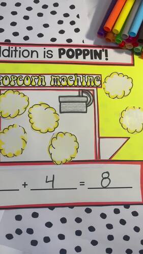 Popcorn Addition Math Craft by The Teaching Diva Corner | TPT