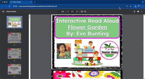 Interactive Read Aloud: Flower Garden by T is for Teacher Mama | TPT
