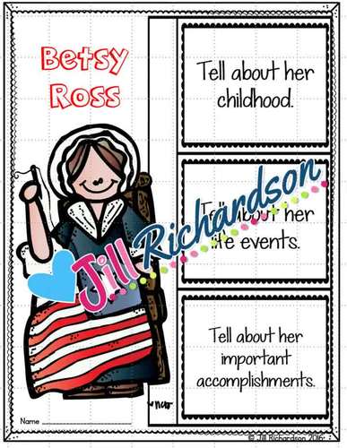 Biography Template Betsy Ross Writing Women's History Month Activity ESL