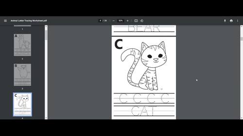 26 Animal Alphabet Tracing Worksheets for Kids: Printable JPEG and PDF ...