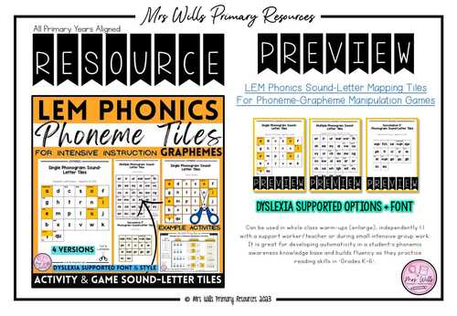 LEM Phonics Sound-Letter Mapping Tiles | For Phoneme-Grapheme Manipulation Games