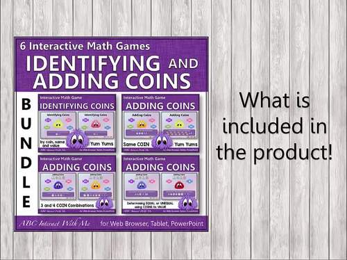 Adding and Identifying Coins Interactive Math Games BUNDLE {Yum Yums}