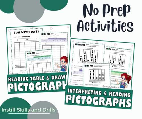 Pictographs: Reading, Interpreting & Graphing Data Practice Worksheets ...