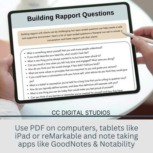 Therapy Questions to Build Rapport, Therapy Cheat Sheet, Reference Sheet