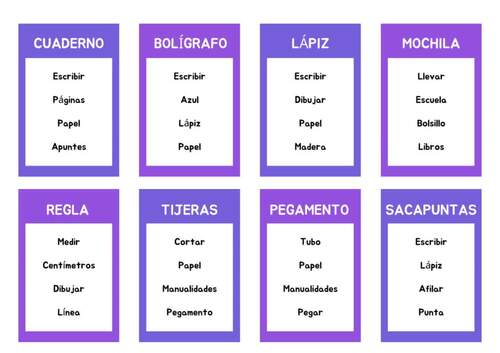 Juego Tabú School Supplies Spanish Taboo Game Material Escolar | TPT