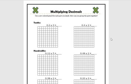 Multiplying Decimals on a Grid (ANSWER KEY included) - "Color in" Worksheet
