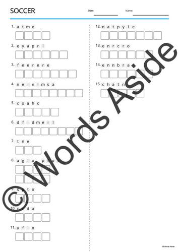 Word Puzzle Games Copy Crossword Word Search Anagram SOCCER by Words Aside
