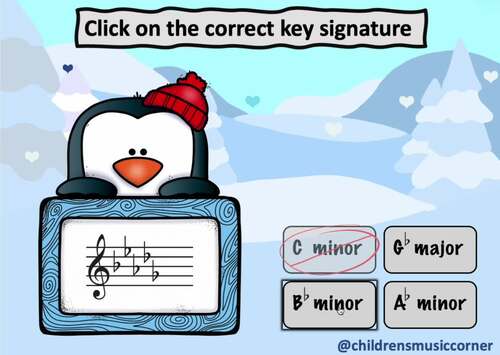 Winter Minor Key Signature Digital Task Cards on Boom Cards™ | TPT