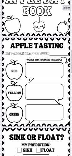 Apple Day Investigation Book & Activities by Kindergarten Kitties