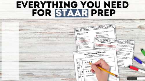 STAAR Short Stories with Figurative Langauge Task Cards 4th & 5th Grade