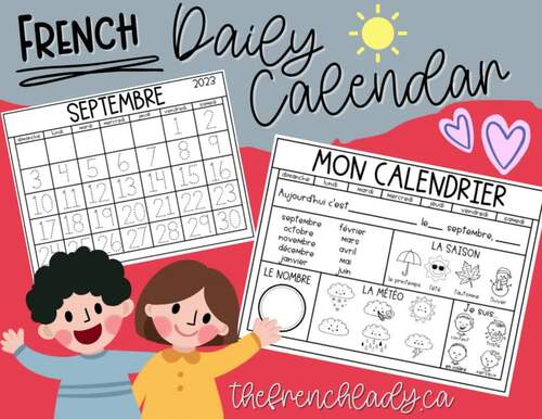 French Daily Calendar Notebooks for the Entire Year - Daily Math Activities