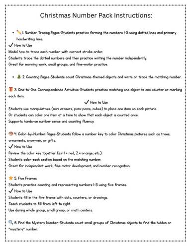 Christmas Number Sense Activities (1–10) | Tracing, Counting, 10 Frames