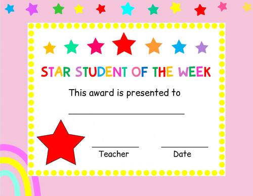 Printable Star Student of the Week Awards, Editable Bright Star Student ...