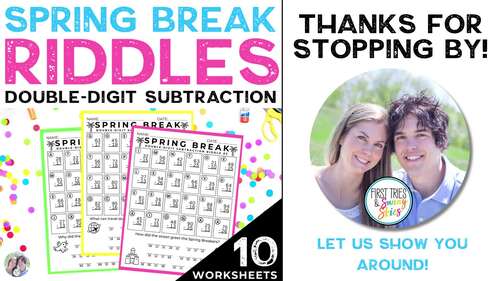 Spring Break Double-Digit Subtraction Math Riddles | Math Jokes Worksheets