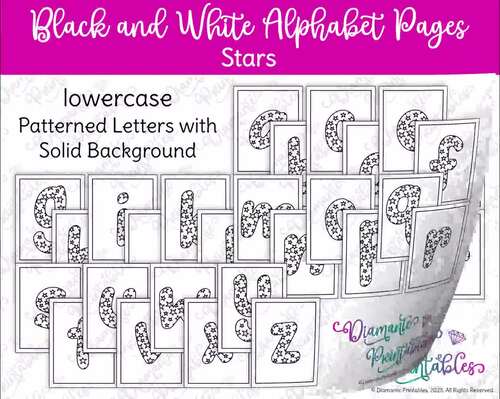 Printable Alphabet Poster Bundle | Stars Bulletin Board Letters | Black ...