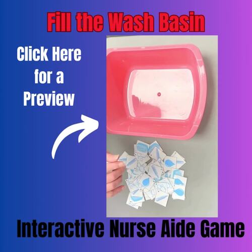 Fill the Wash Basin Interactive Games 5 in 1 Bundle for CNAs & PCTs