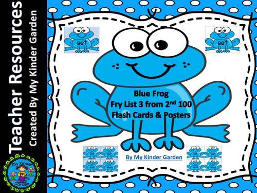 Blue Frog Fry Sight Word Flash Cards & Posters List 3 From 2nd 100 Words