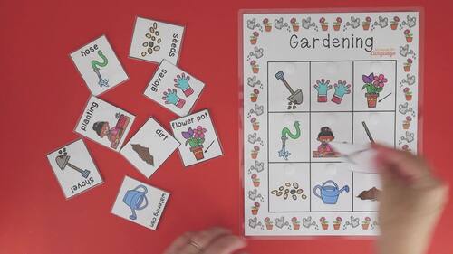 Gardening Matching Activity Sheet, Match 9 Labeled Supplies, Spring Garden